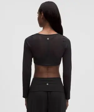 Lululemon Nulu Mesh-back Tie-front Cropped Cardigan - Black