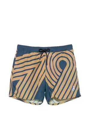 K-WAY Printed Drawstring Swim Shorts - Blue