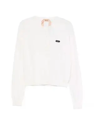 N°21 Logo Patch Knitted Cardigan - Neutrals