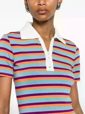 N°21 Striped Zip-up Polo Top