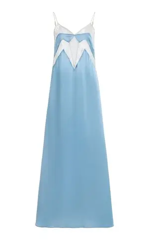 SLEEPING WITH JACQUES Francine" Stretch-silk Satin Midi Slip Dress - Blue