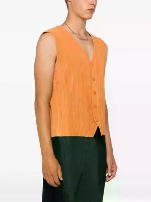 Issey Miyake Sleeveless V-neck Waistcoat - Orange