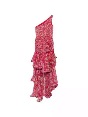 PatBO Floral-print One-shoulder Maxi Dress