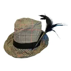 ROMER MILLINERY Moldable Plaid Trilby With Feather Clip - Black/white/red