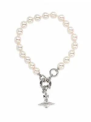 VIVIENNE WESTWOOD Aleksa Pearl Bracelet With Orb Charm - Silver