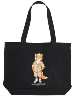 Maison Kitsuné Dressed Fox Tote Bag - Black