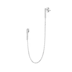 SPERO LONDON Sterling Chain Earring With Cubic Zirconia Bar - Silver
