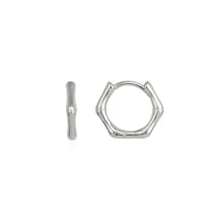SPERO LONDON Bone Shape Hexagonal Huggie Hoop Earrings In Sterling - Silver