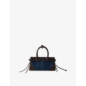 Prada Bonnie Small Denim And Leather Shoulder Bag - Blue