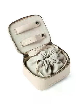 Brunello Cucinelli Grained Leather Small Jewelry Box With Shiny Zipper Pull