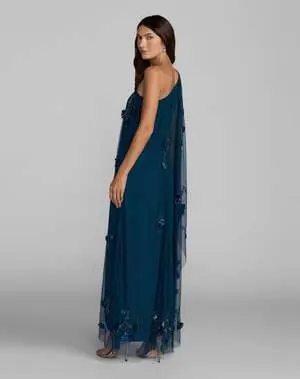 Mac Duggal One Shoulder Embellished Kaftan Gown