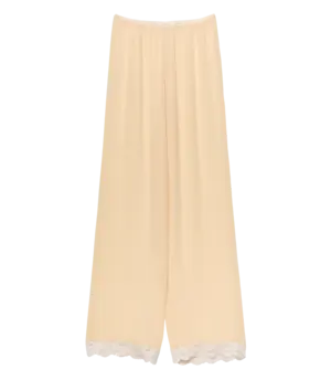 DÔEN Felise Silk Georgette Lace Trimmed Wide Leg Pants