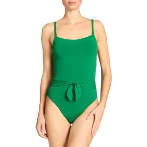 Robin Piccone Ava Underwire One-piece Swimsuit With Tie Belt - Grass
