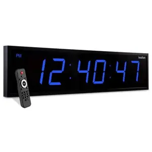 IVATION Digital Clock, 60 Led Wall Clock With Stopwatch, Alarms, Timer - Blue