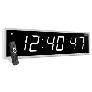 IVATION Digital Clock, 60 Led Wall Clock With Stopwatch, Alarms, Timer - White
