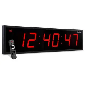 IVATION Digital Clock, 72 Led Wall Clock With Stopwatch, Alarms, Timer - Red