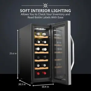 IVATION 12 Bottle Wine Fridge Freestanding Wine Cooler Refrigerator With Glass Door