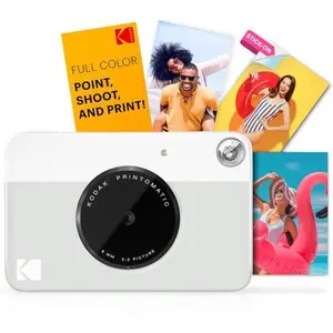 KODAK Printomatic Camera W/ Case Bundle - Grey