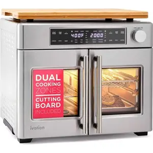 IVATION Dual Zone 10-in-1 Air Fryer & Toaster Ovenup To 450 - Silver