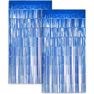 ZINK Foil Fringe Backdrop Curtains - Blue