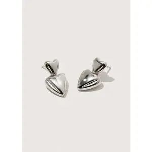 OTIUMBERG Heart Drop Earrings - Silver