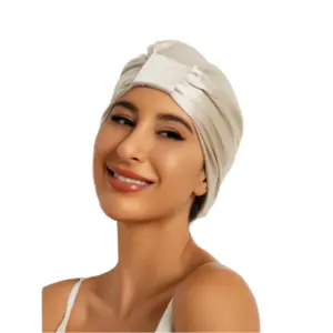 SILKSILKY SILKSILKY Pure Silk Double Layer Night Bonnet Beige