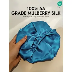 SILKSILKY Pure Silk Double Layer Night Bonnet - Teal
