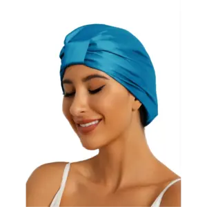 SILKSILKY SILKSILKY Pure Silk Double Layer Night Bonnet Teal
