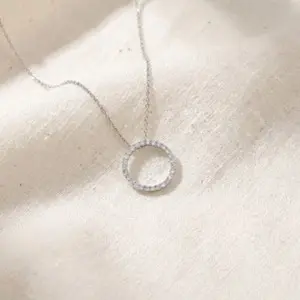 BLISS DIAMOND 1/3 Carat Diamond Circle Pendant Necklace In Sterling