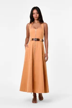NICHOLAS Anastasia Belted Halterneck Midi Dress - Mango