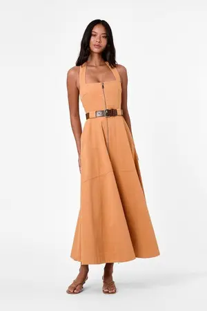 NICHOLAS Anastasia Belted Halterneck Midi Dress - Mango