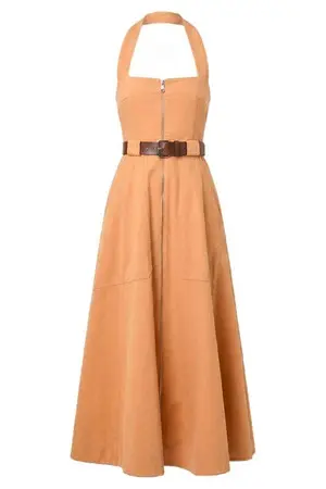 NICHOLAS Anastasia Belted Halterneck Midi Dress - Mango