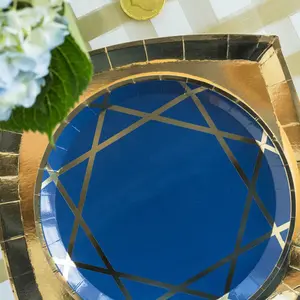 JOLLITY & CO 4th Of July Patriotic Navy Dinner Plates