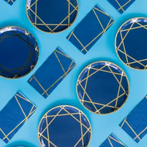 JOLLITY & CO 4th Of July Patriotic Navy Dinner Plates