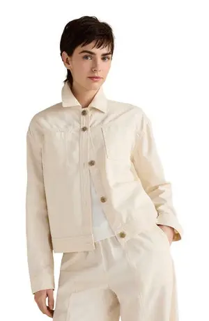 HAVEN WELL WITHIN Cotton Denim Boxy Jacket - Ecru