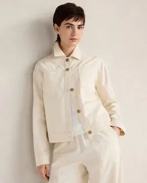 HAVEN WELL WITHIN Cotton Denim Boxy Jacket - Ecru