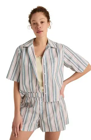 HAVEN WELL WITHIN Organic Cotton Poplin Summer Stripe Pajama Top