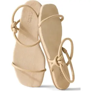 HAVEN WELL WITHIN Leather Double Strap Knot Sandals - Buff