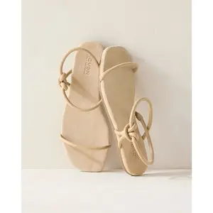 HAVEN WELL WITHIN Leather Double Strap Knot Sandals - Buff
