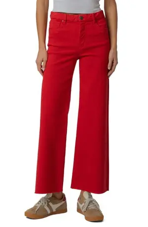 Kut From The Kloth High Waist Ankle Wide Leg Jeans With Raw Hems - Tomato