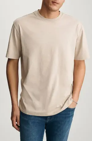 MAVI Light Tan Cotton Crewneck T-shirt - Feather Gray