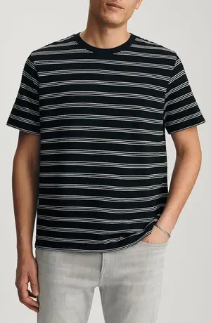 MAVI Regular Fit Stripe Cotton T-shirt - Black