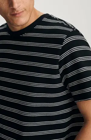 MAVI Regular Fit Stripe Cotton T-shirt - Black