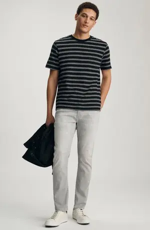 MAVI Regular Fit Stripe Cotton T-shirt - Black