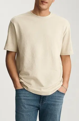 MAVI Off White Textured Cotton Crewneck T-shirt