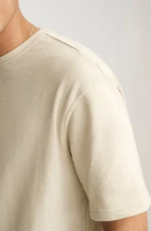 MAVI Off White Textured Cotton Crewneck T-shirt