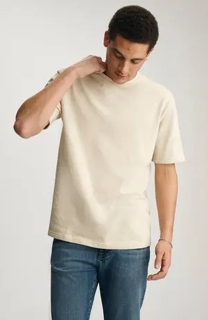 MAVI Off White Textured Cotton Crewneck T-shirt