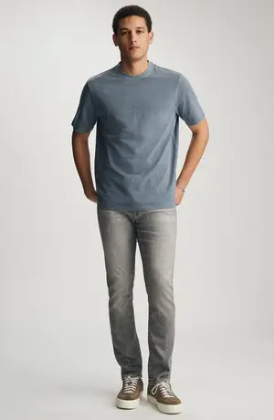 MAVI Faded Blue Slub Cotton Blend T-shirt