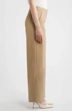 TAHARI ASL Wide Leg Tailored Pants - Khaki