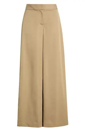 TAHARI ASL Wide Leg Tailored Pants - Khaki